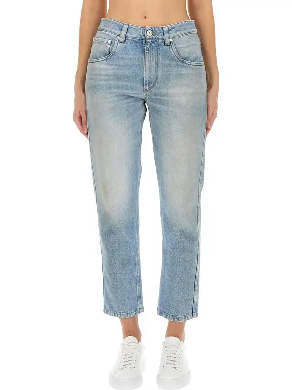 Brunello Cucinelli Straight Leg Pants With Shiny Bartack - Denim