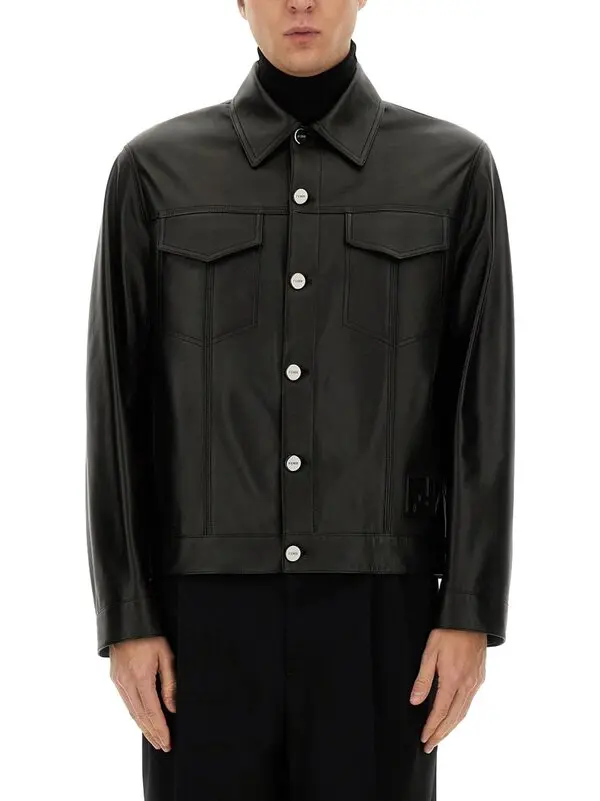 Fendi Blouson Leather Jacket - Black