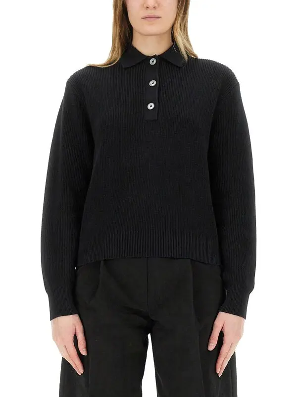 Studio Nicholson Knit Polo Shirt - Black
