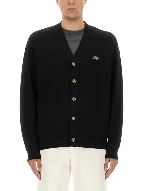 Drole De Monsieur Cardigan With Logo Embroidery - Black