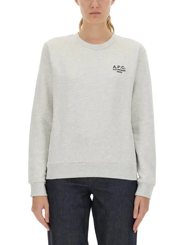 A.p.c. Rue Madame Sweatshirt With Logo - Grey