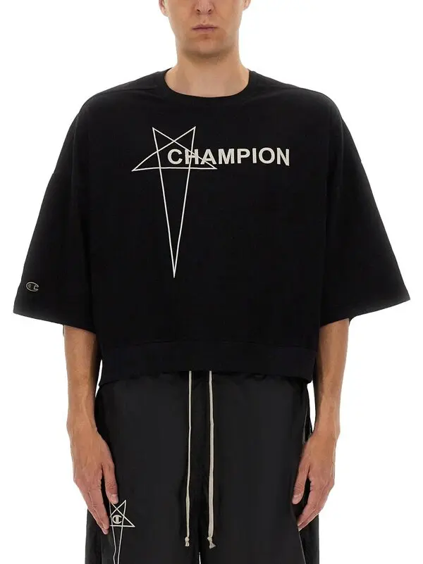 CHAMPION X RICK OWENS Tommy Cropped T-shirt - Black