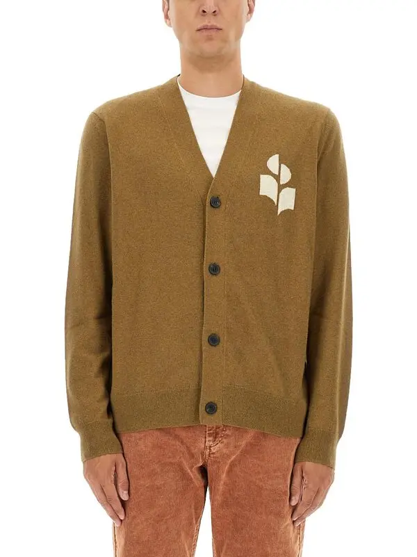 MARANT Cardigan With Logo - Brown
