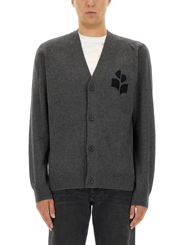 MARANT Cardigan With Logo - Charcoal