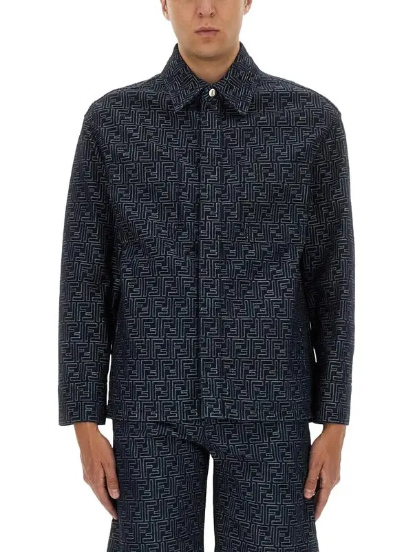 Fendi Ff Jacquard Denim Shirt - Blue