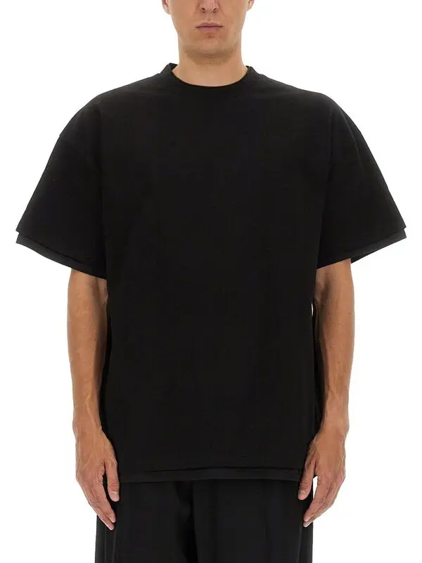 JIL SANDER Double Layer Cotton T-shirt - Black
