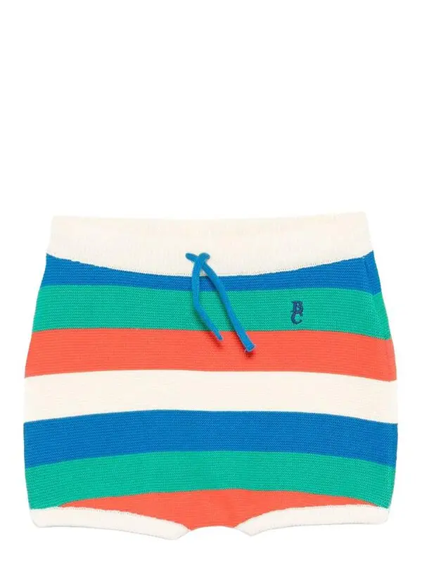 BOBO CHOSES Striped Knitted Shorts - White