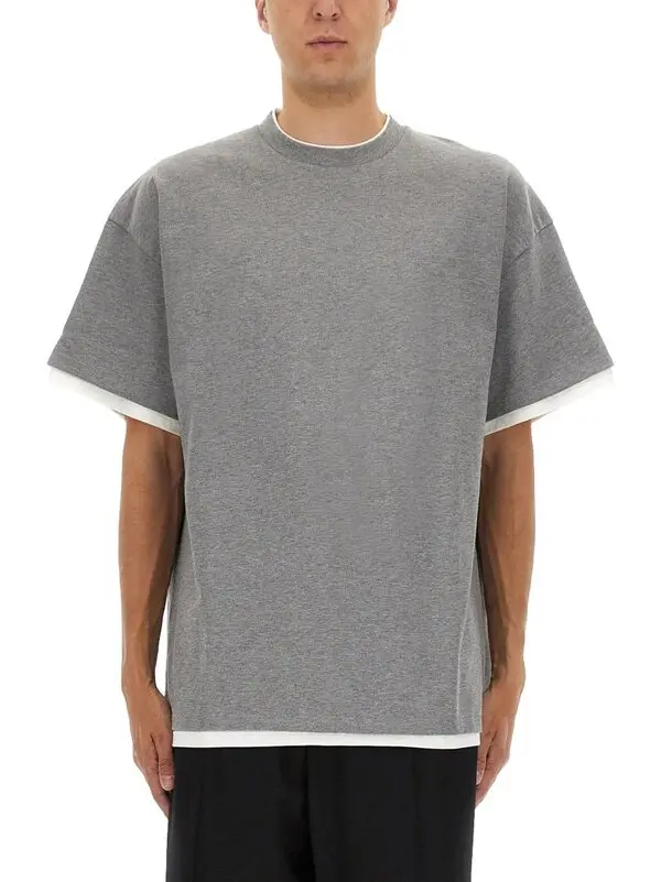 JIL SANDER Double Layer Cotton T-shirt - Grey