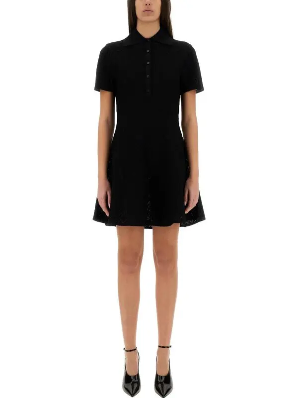 Givenchy Monogram Jacquard Polo Style Dress - Black