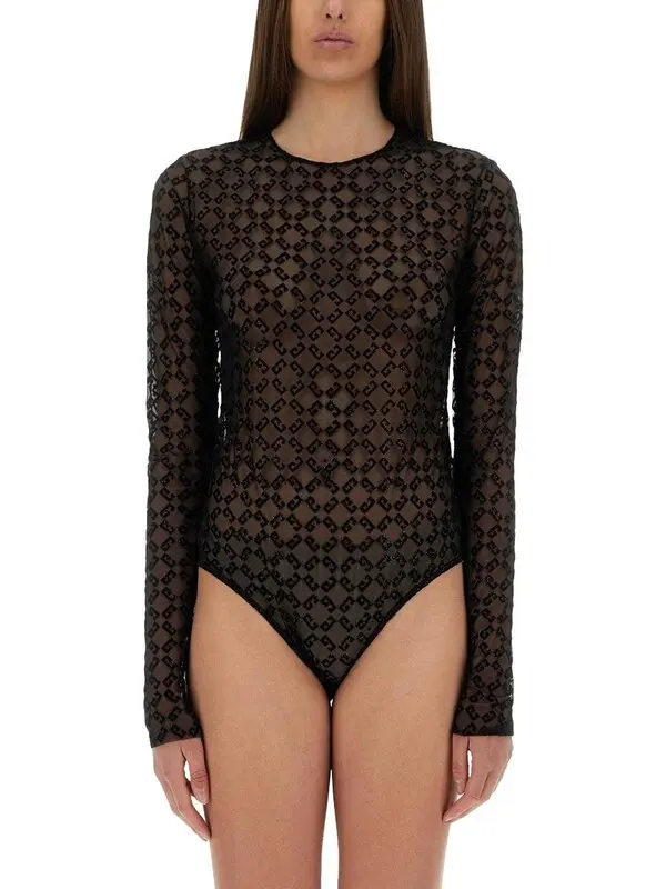 Givenchy Monogram Tulle Bodysuit - Black