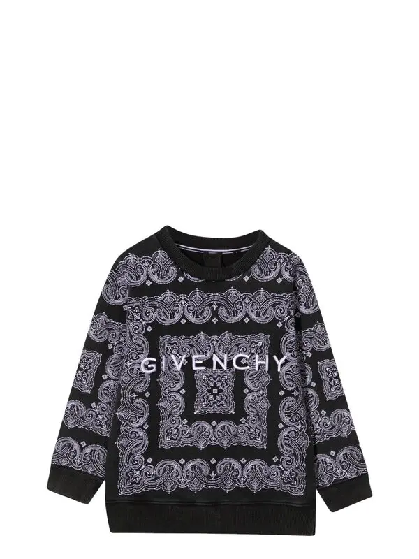 Givenchy Crewneck Sweatshirt With Patterned Print And Logo - Black