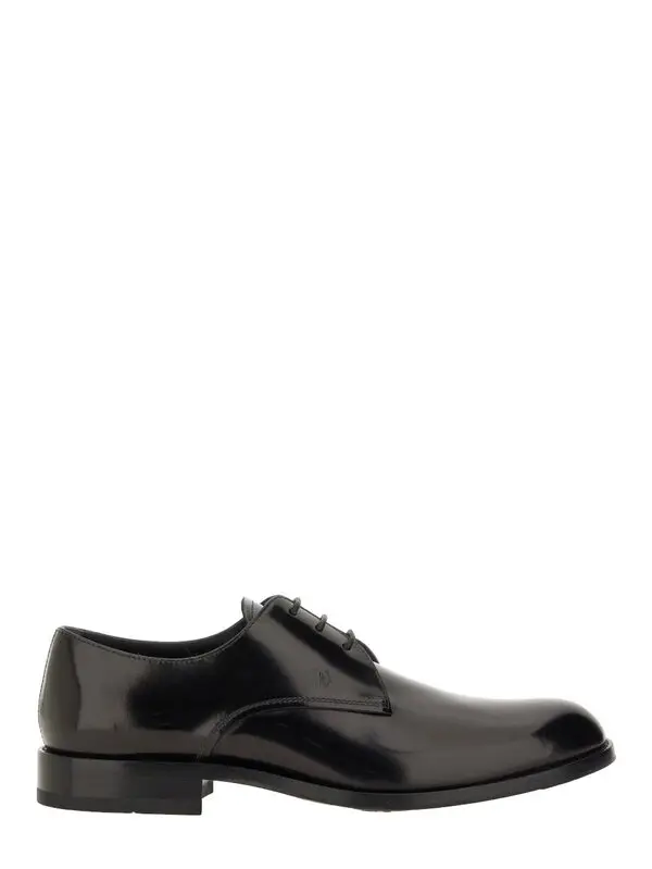 TOD'S Leather Lace Up Derby Shoe - Black