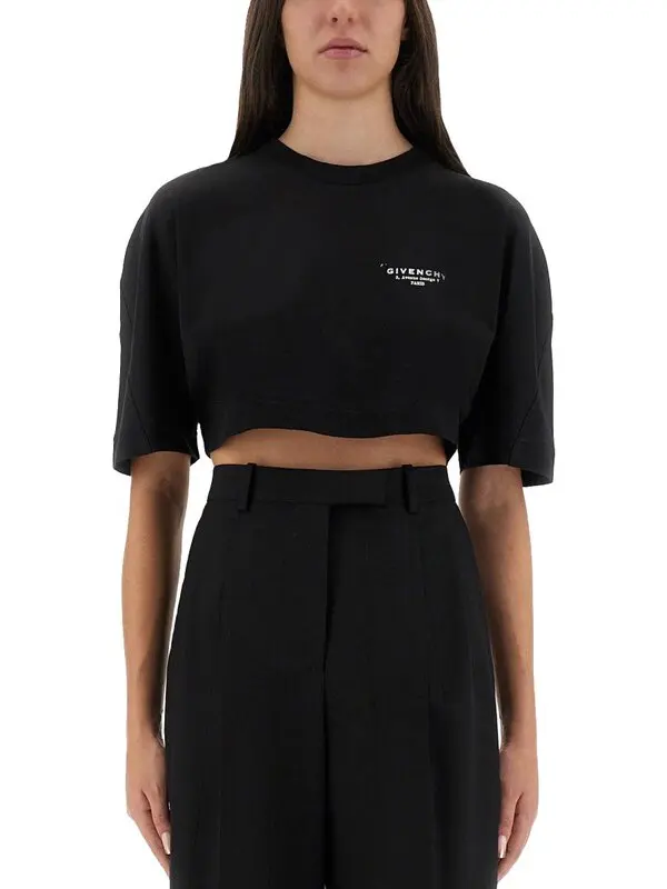 Givenchy Cropped Logo T-shirt - Black
