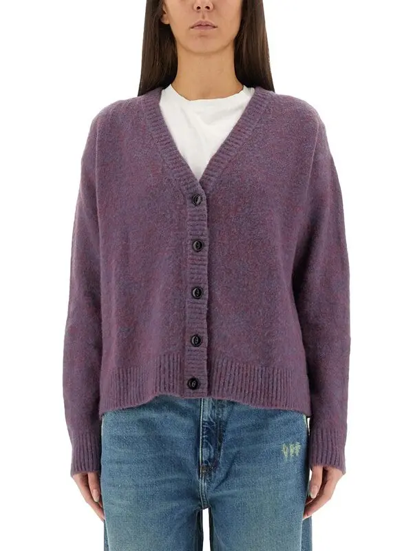 AMISH Melange Crop Cardigan - Purple