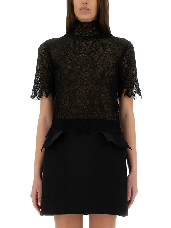 Alexander McQueen Spider Web Lace Top - Black