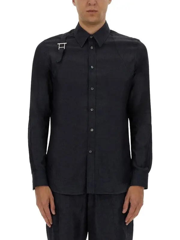 Alexander McQueen Harness Shirt With T Buckle - Blue