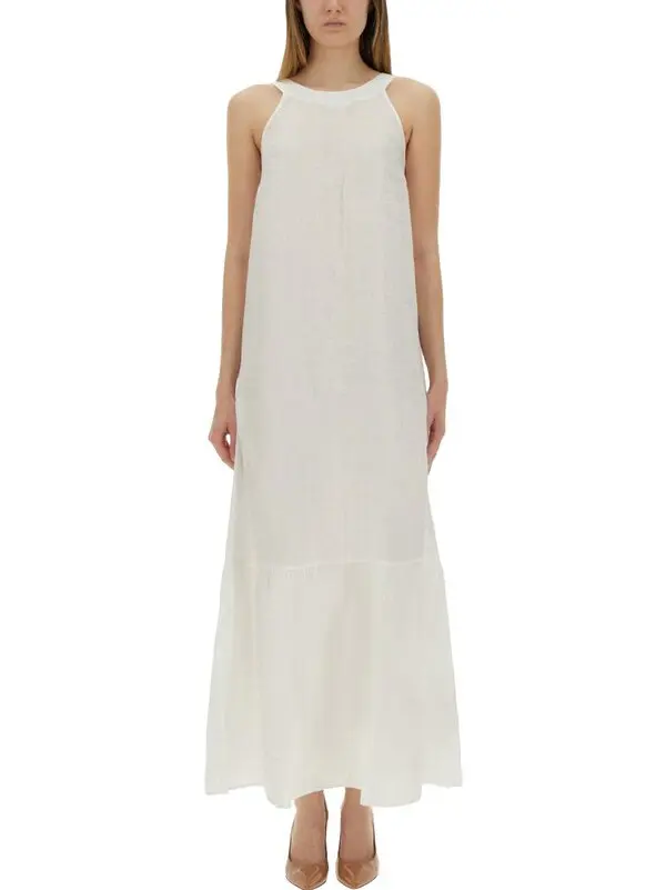 120% Lino Long Linen Dress - White