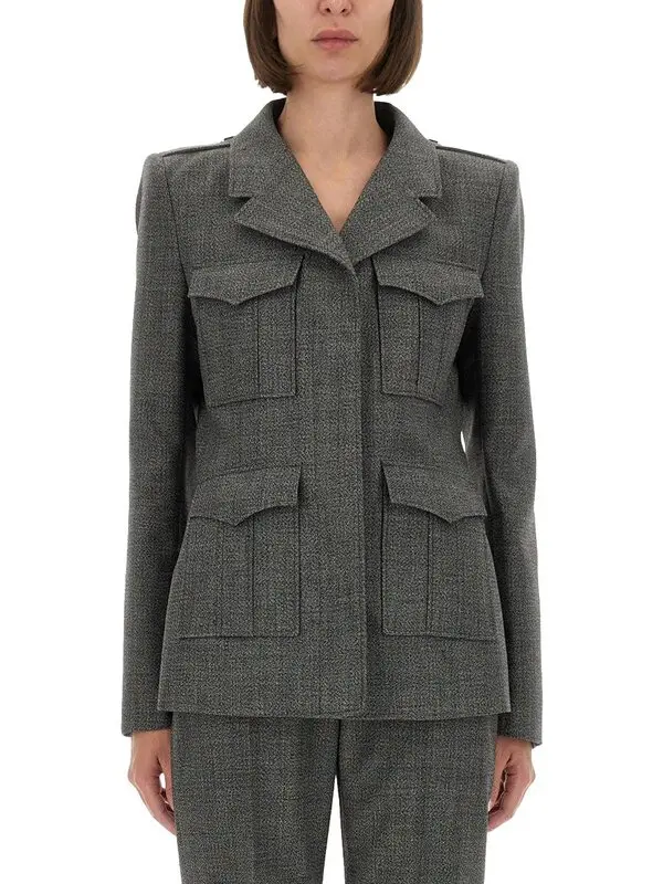 Alexander McQueen Wool Fitted Jacket - Grey