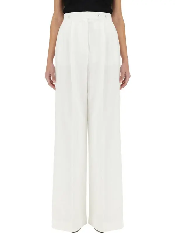 Givenchy Cotton Pleated Wide Leg Trousers - White