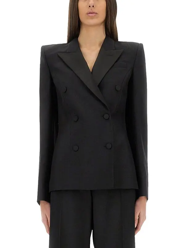 Alexander McQueen Double-breasted Jacket With Voluminous Shoulders - Black