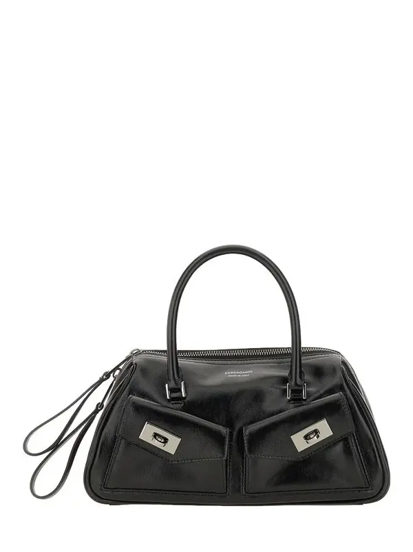 FERRAGAMO Bowling Multipocket Bag - Black