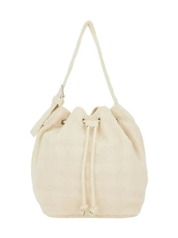 Tory Burch Oversized 't Monogram' Bucket Bag - Ivory