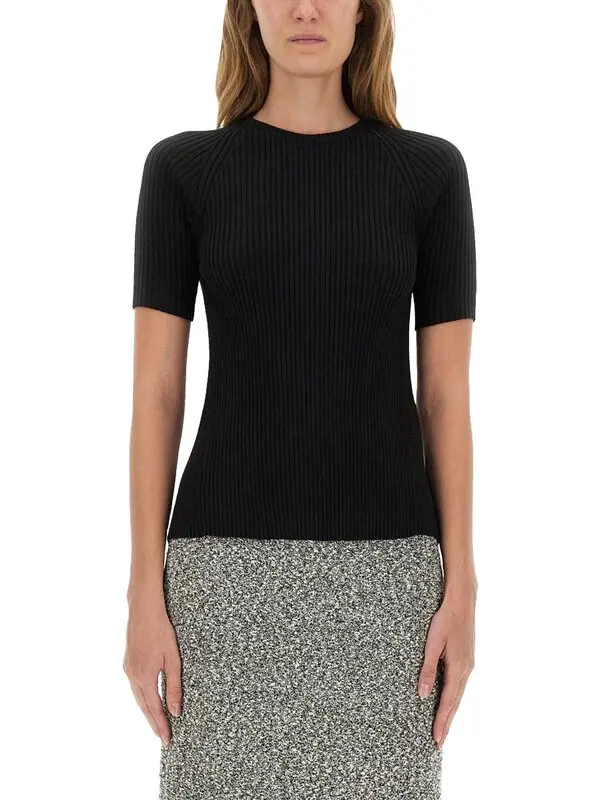 Tory Burch Ribbed Cotton Pullover - Black