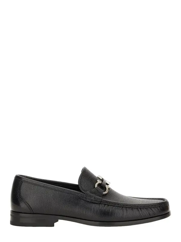 FERRAGAMO Loafers With Hook Detail - Black