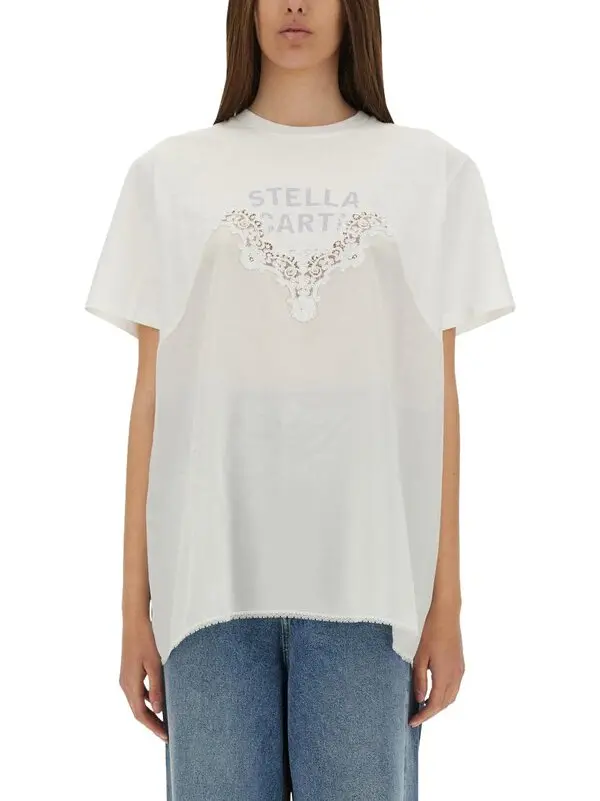 Stella McCartney Relaxed Fit T-shirt With Lace - White