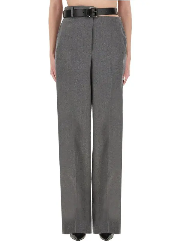 Stella McCartney Flannel Pants With Belt - Grey