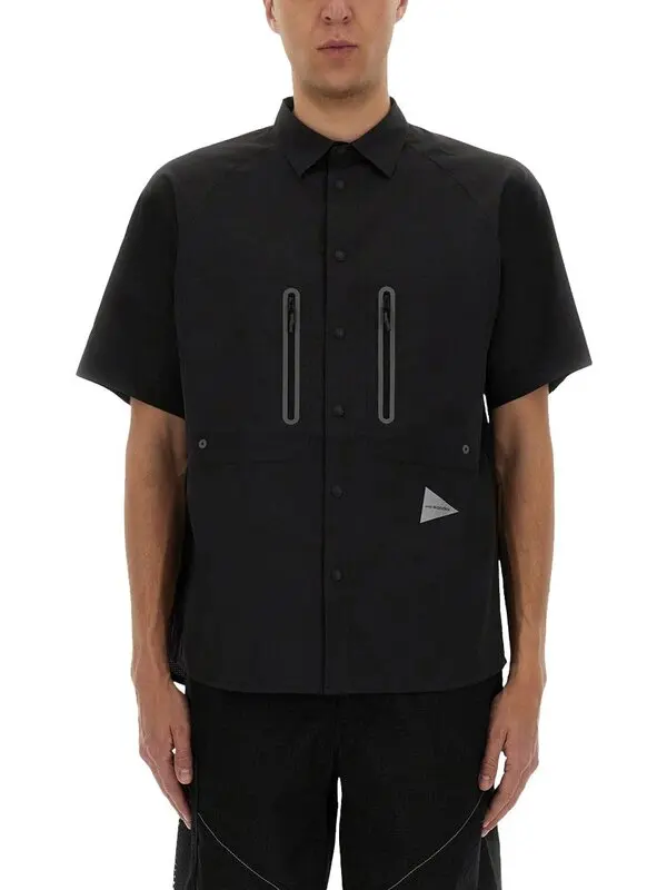 AND WANDER Shirt With Logo - Black