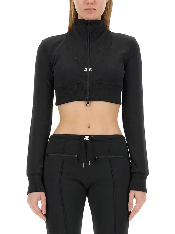 COURREGES Cropped Logo Jacket - Black