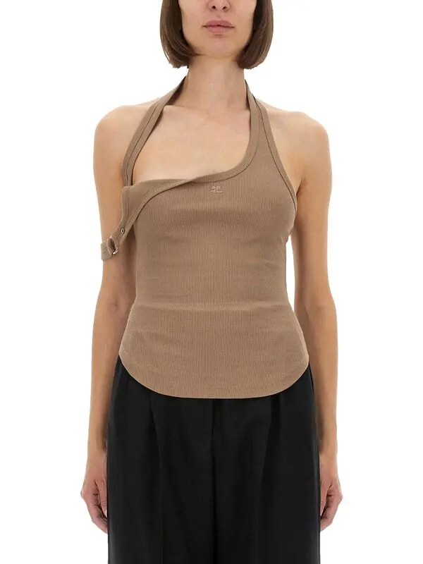 COURREGES Asymmetrical Tank Top - Beige