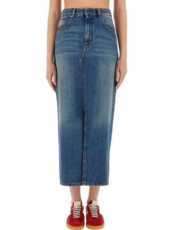 MSGM Long Cotton Skirt - Denim