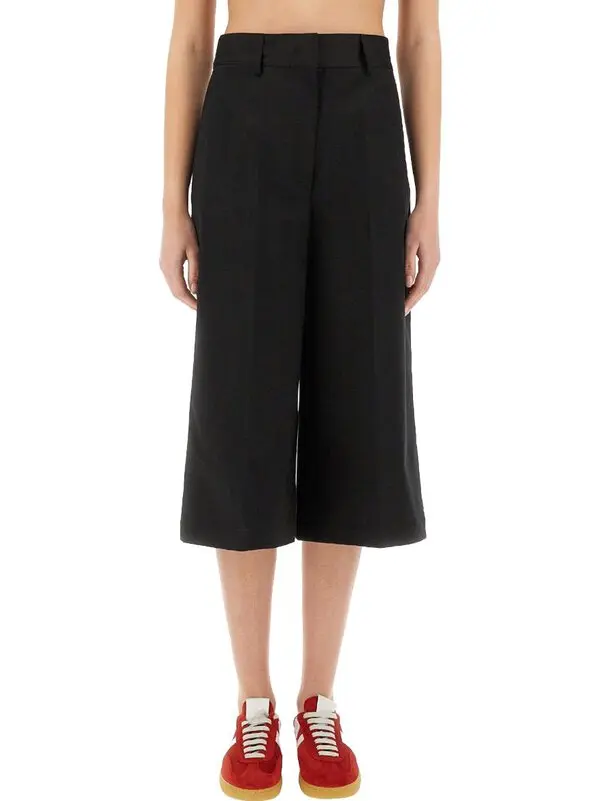 MSGM Wide Leg Midi Pants - Black