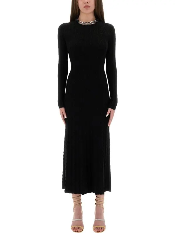Rabanne Long Wool Dress - Black