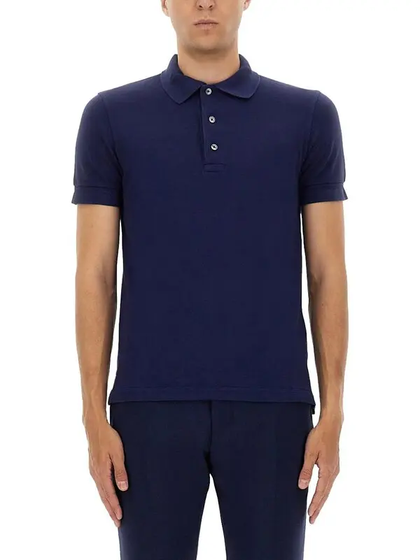 TOM FORD Pique Polo - Blue