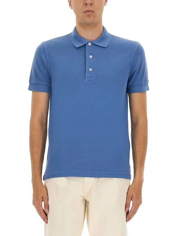 TOM FORD Pique Polo - Blue