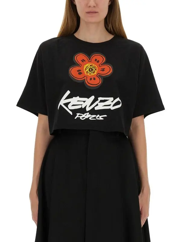 Kenzo Cropped Futura T-shirt - Black