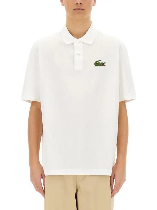 Lacoste Loose Fit Pique Polo Shirt - White