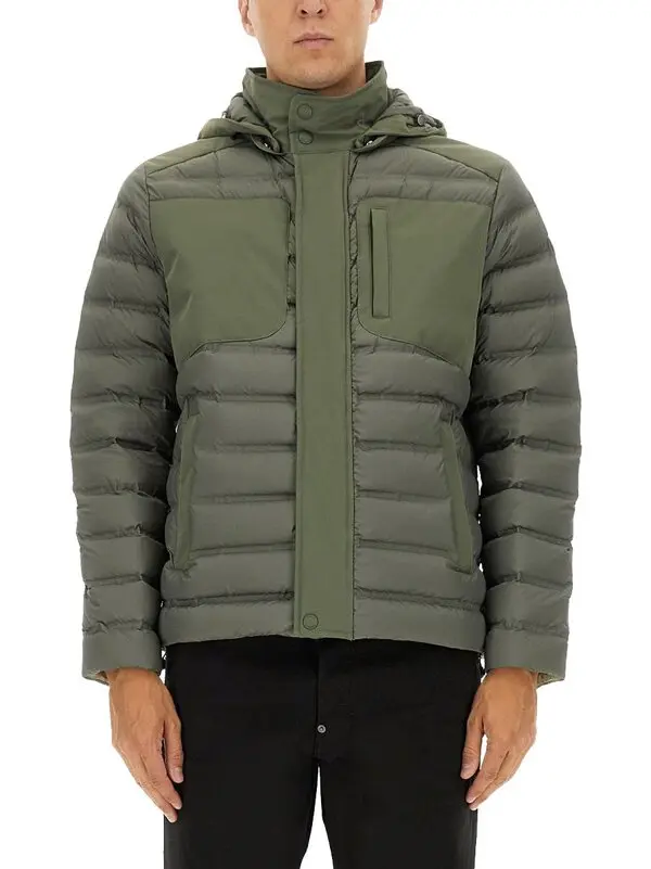 COLMAR Down Jacket With Detachable Hood - Green