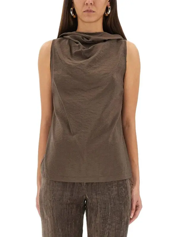 ALYSI Silk Canvas Top - Brown