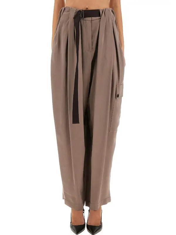 ALYSI Cargo Pants With Ruffled Effect - Brown
