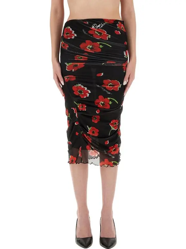 Moschino Floral Mesh Skirt - Black