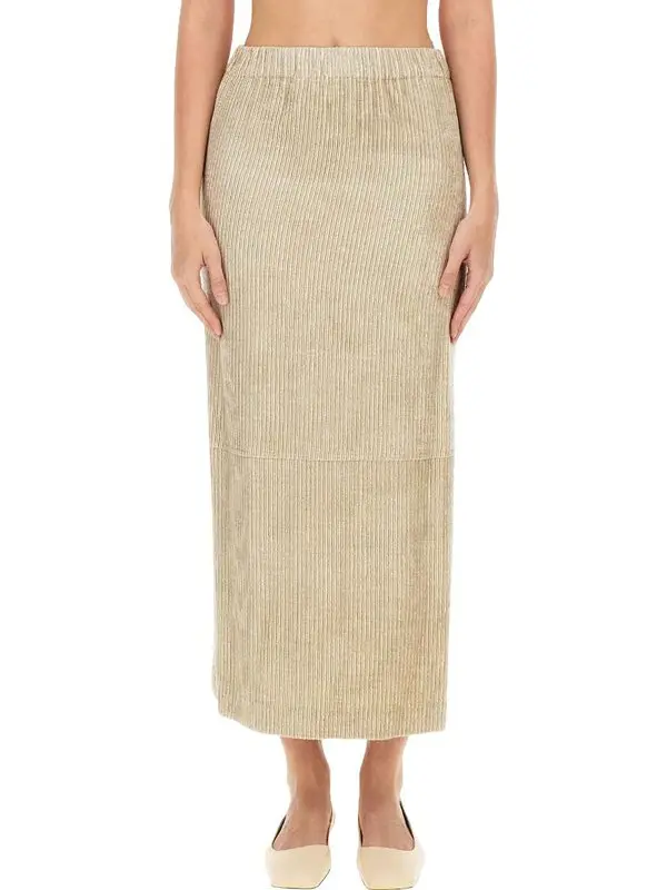 ALYSI Regular Fit Velvet Skirt - Beige