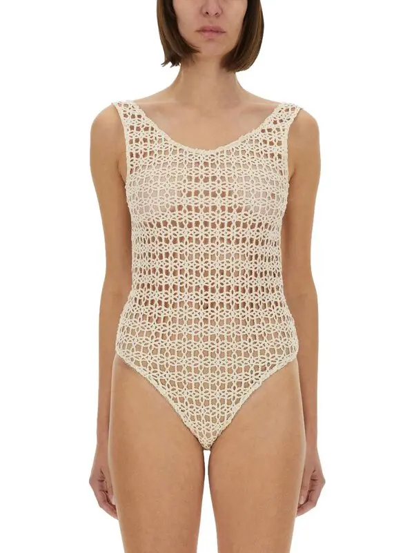ALYSI Macramé Bodysuit - Ivory