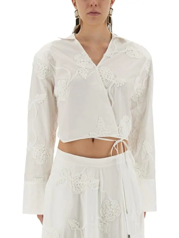 ROTATE BY BIRGER CHRISTENSEN Wrap Around Shirt Top - White