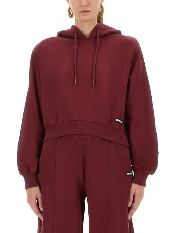 ROTATE BY BIRGER CHRISTENSEN Organic Cotton Cropped Hoodie - Bordeaux