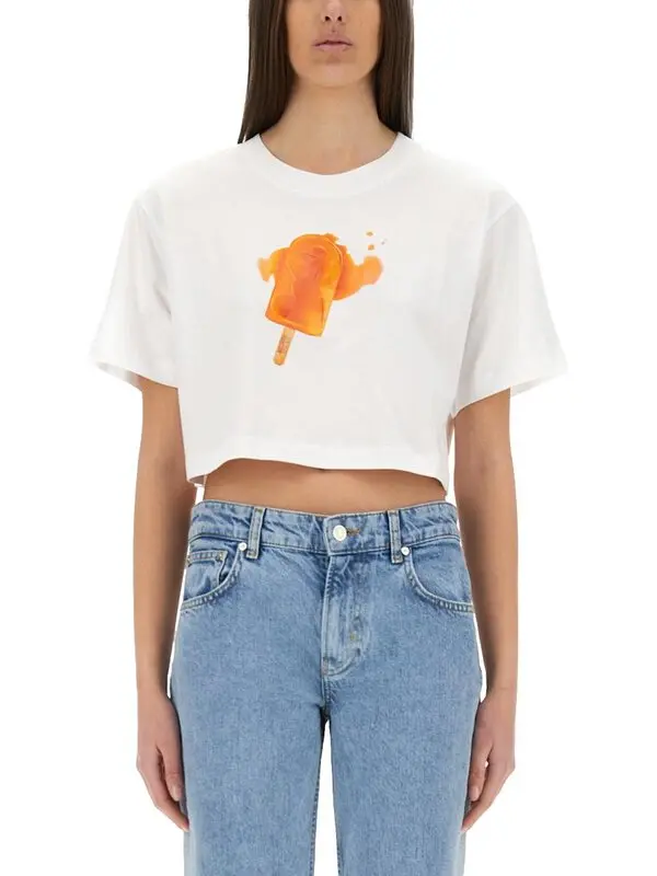 Moschino Ice Cream Print Cropped T-shirt - White