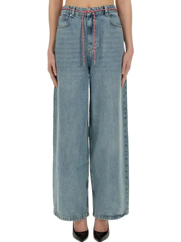Moschino Wide Leg Cotton Jeans - Denim